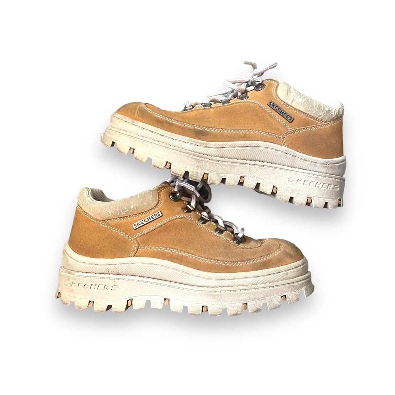 .୭̥⋆* vintage 90s light vanilla brown platform chunky... - Depop