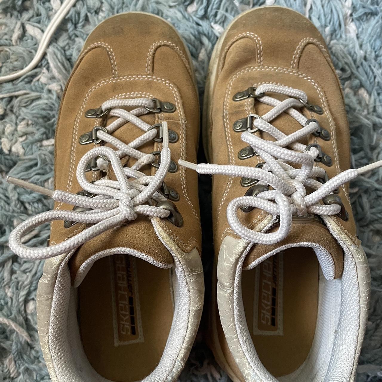 .୭̥⋆* vintage 90s light vanilla brown platform chunky... - Depop