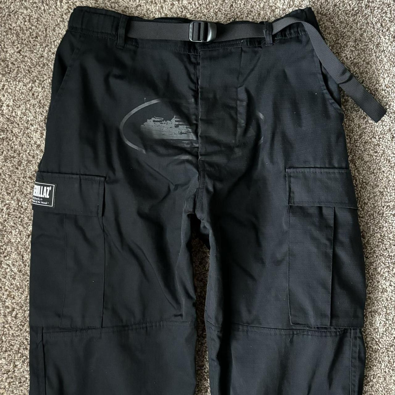 Corteiz Cortiez Guerillaz All Black Cargo Pants... - Depop