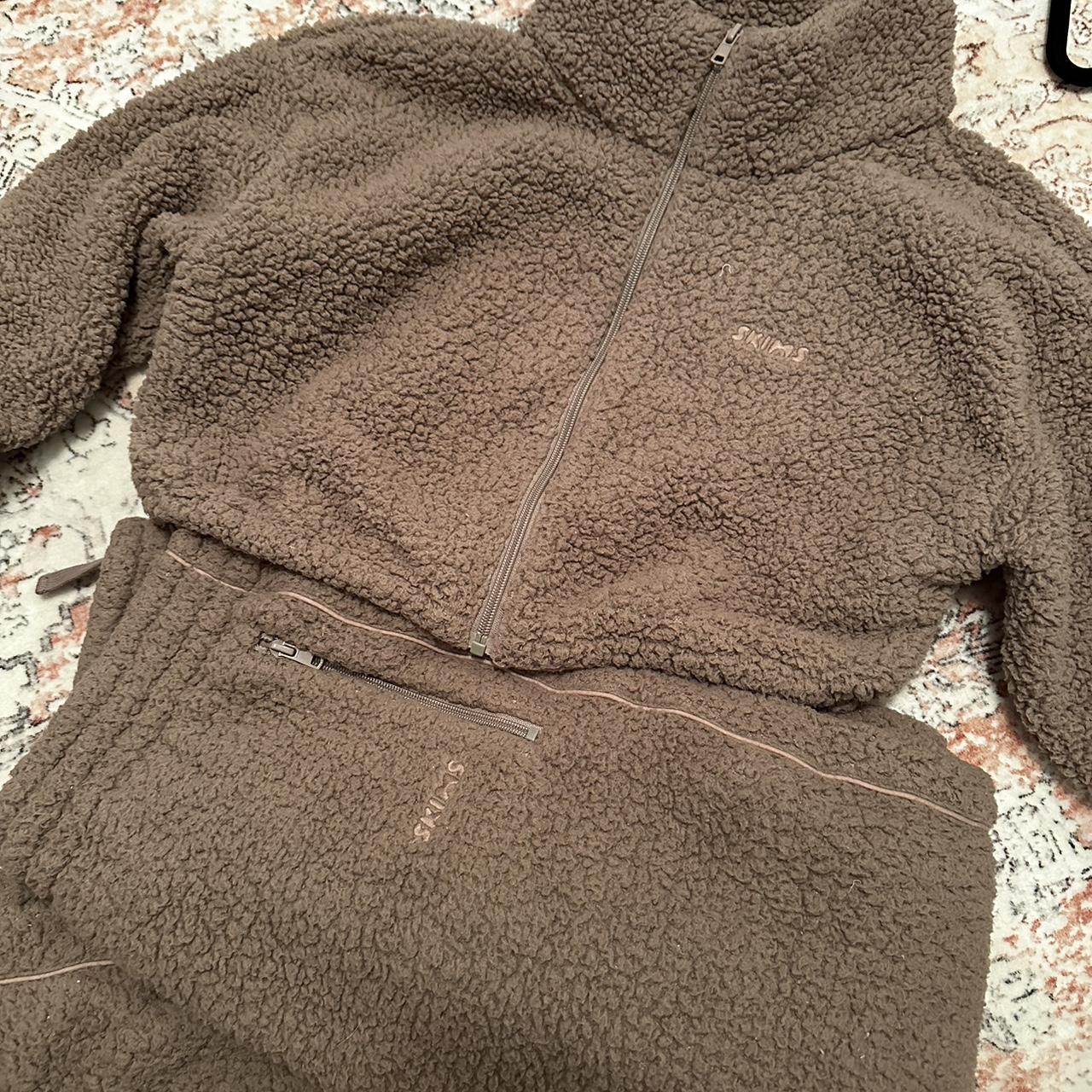 SKIMS brown fuzzy matching set. SUPER WARM and cozy... - Depop