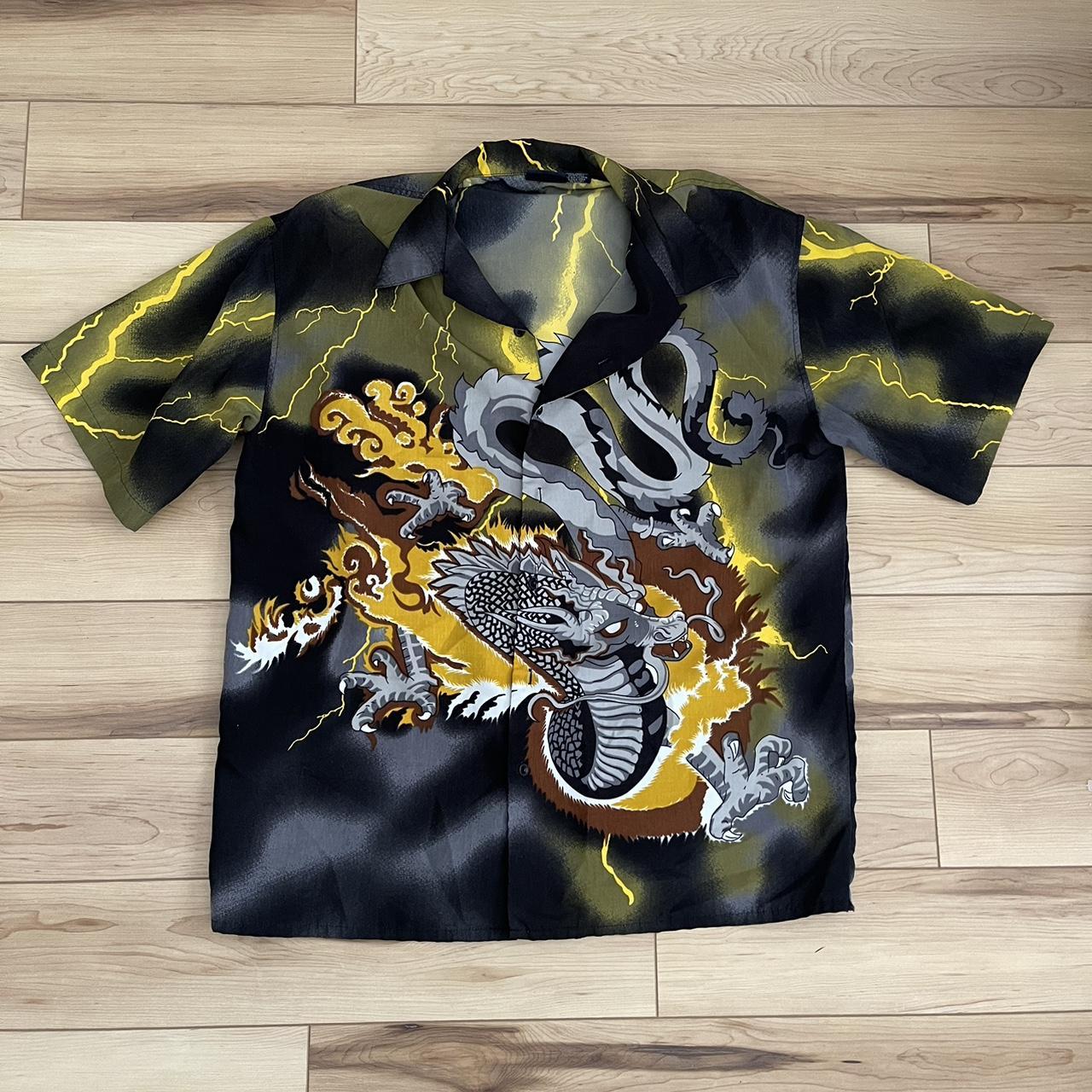 Vintage lightning dragon button up Fits large - Depop