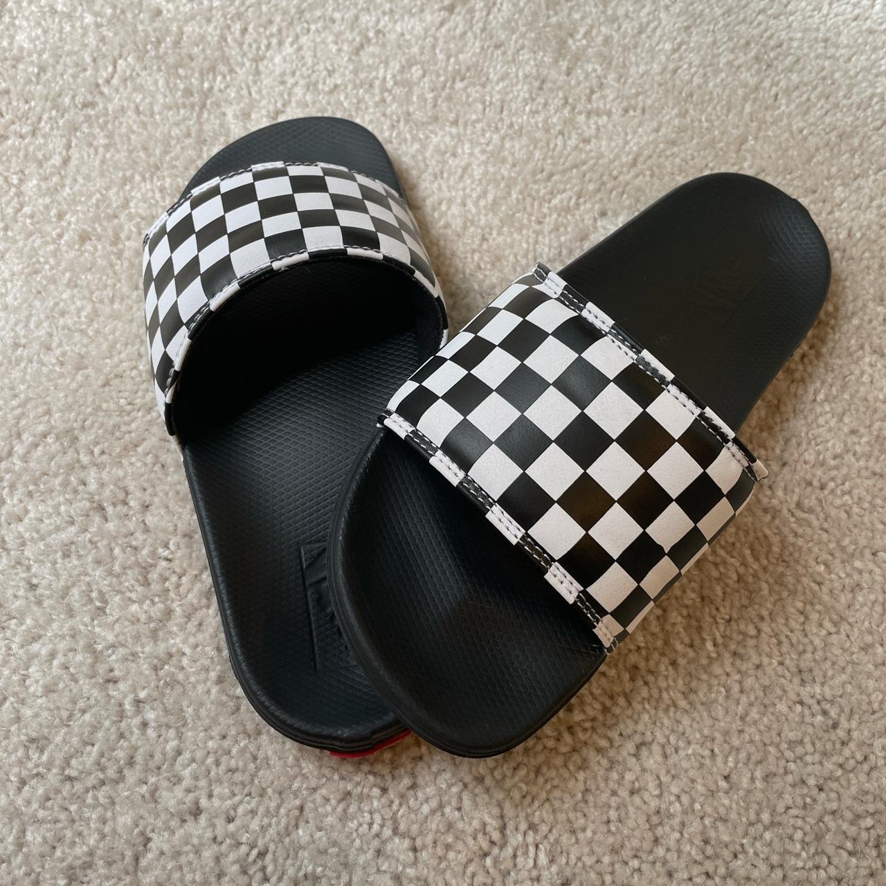 Cute and comfy checkered vans slides. US mens 6... - Depop