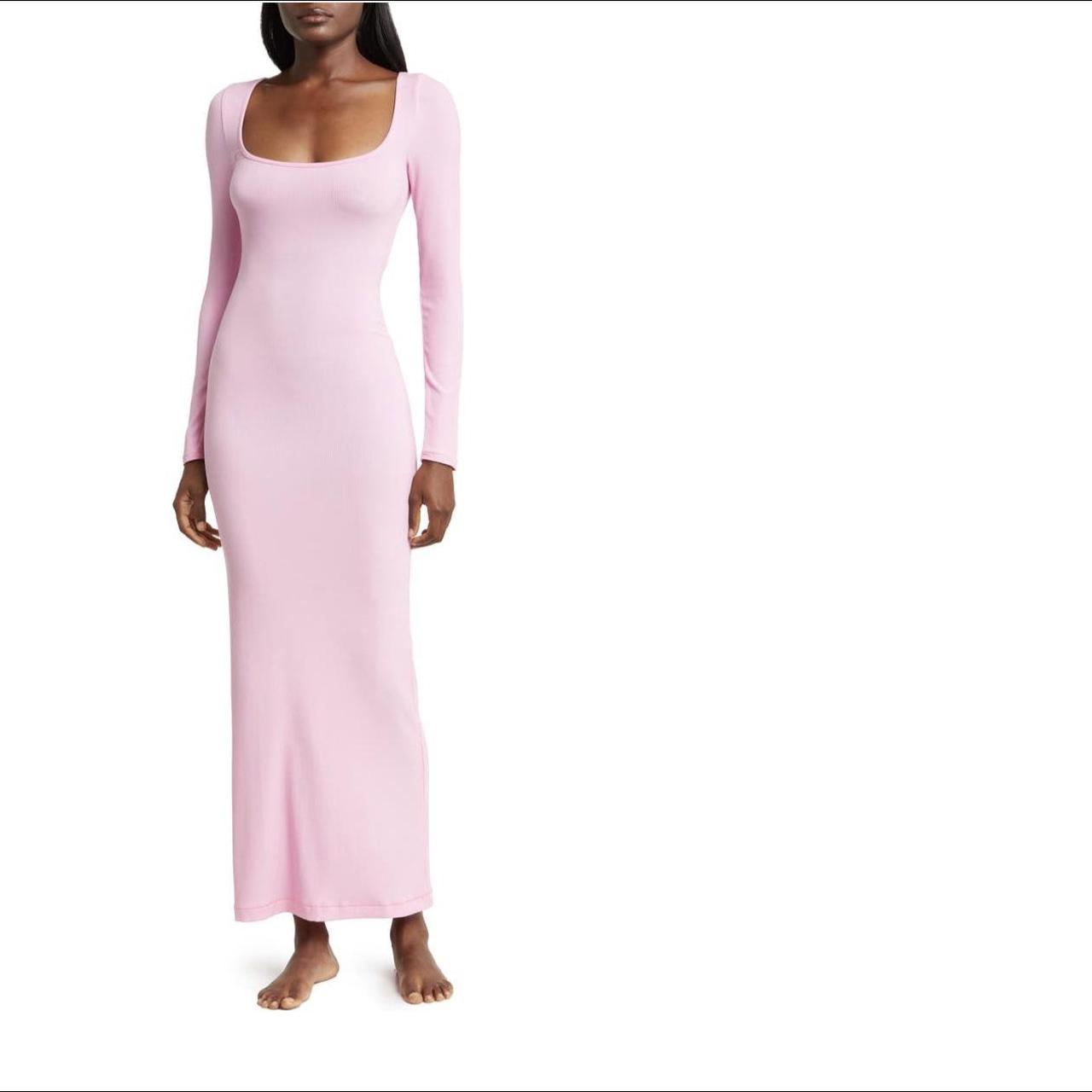 Skims pink dress!! Soft lounge long sleeve dress,... - Depop