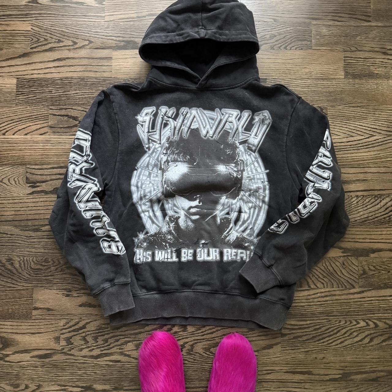 ONE OF ONE SKIIWRLD HOODIE SAMPLE BLACK AND GRAY... | Depop