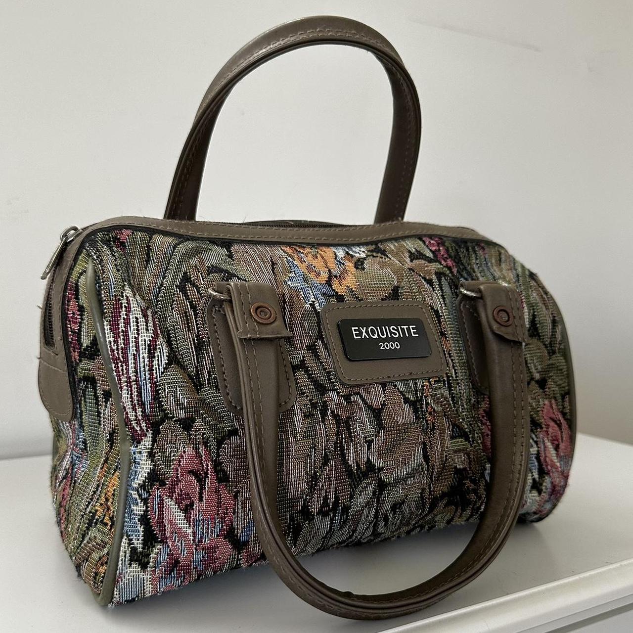 Vintage floral tapestry handbag. Fabric woven... - Depop