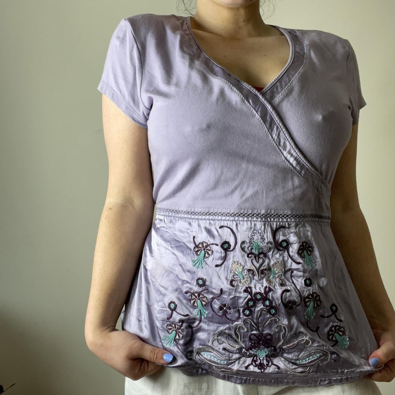 Vintage next satin embroided tie up top size 14 🦋... - Depop