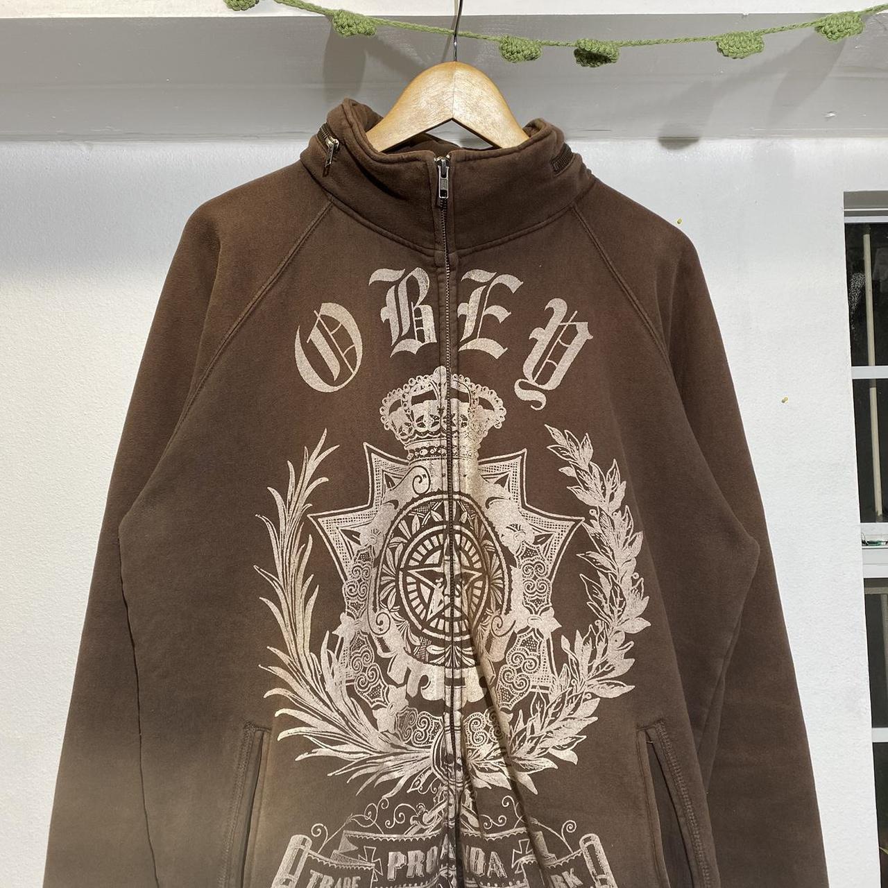 Vintage Y2K Obey Zip Up track jacket. Iconic Andre... - Depop