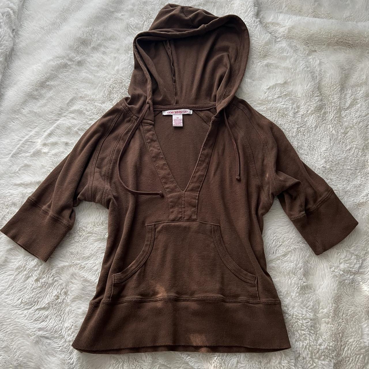 brand: 'one step up' sweater hoodie crop top/baby... - Depop