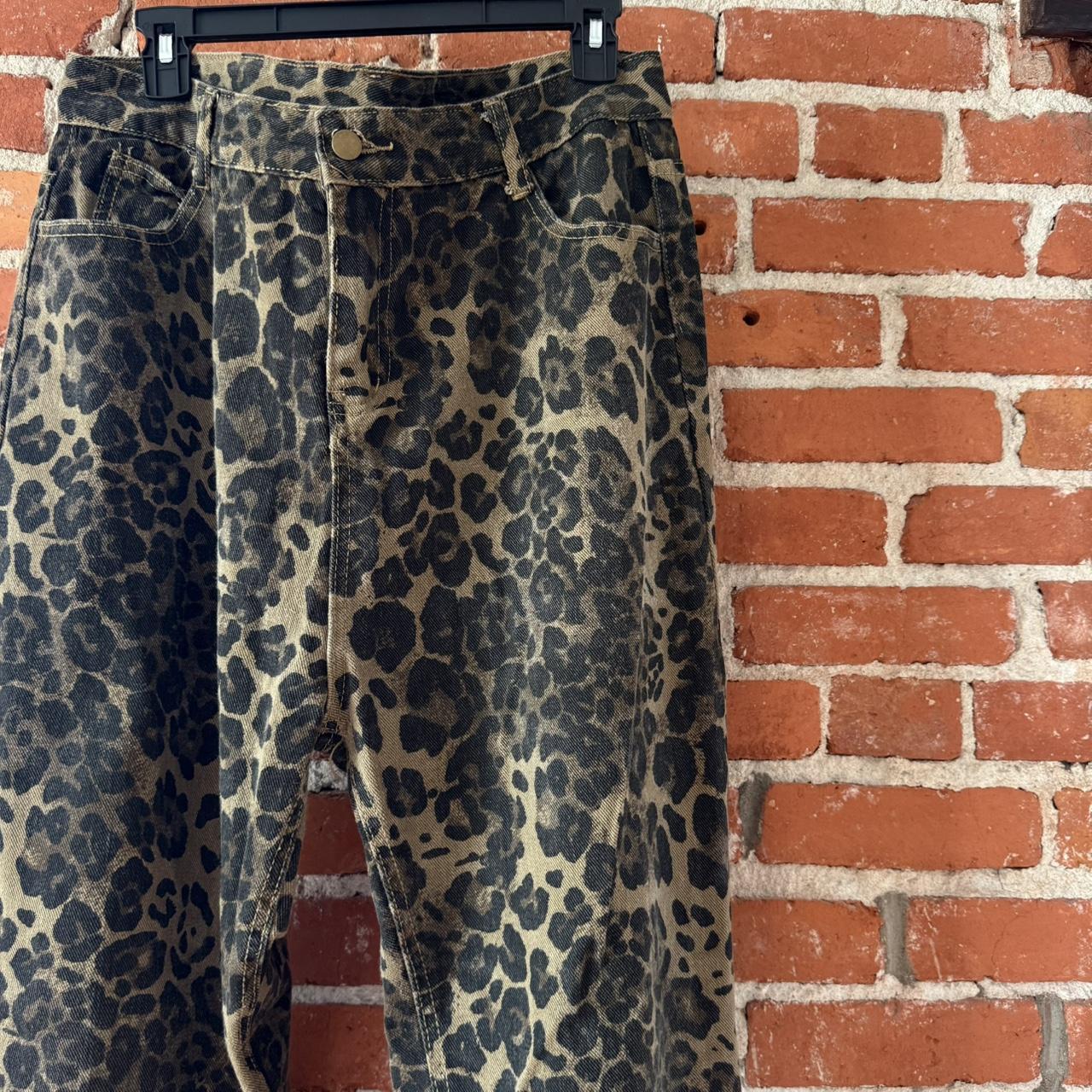 🧱Y2K rockstar leopard print straight-leg... | Depop