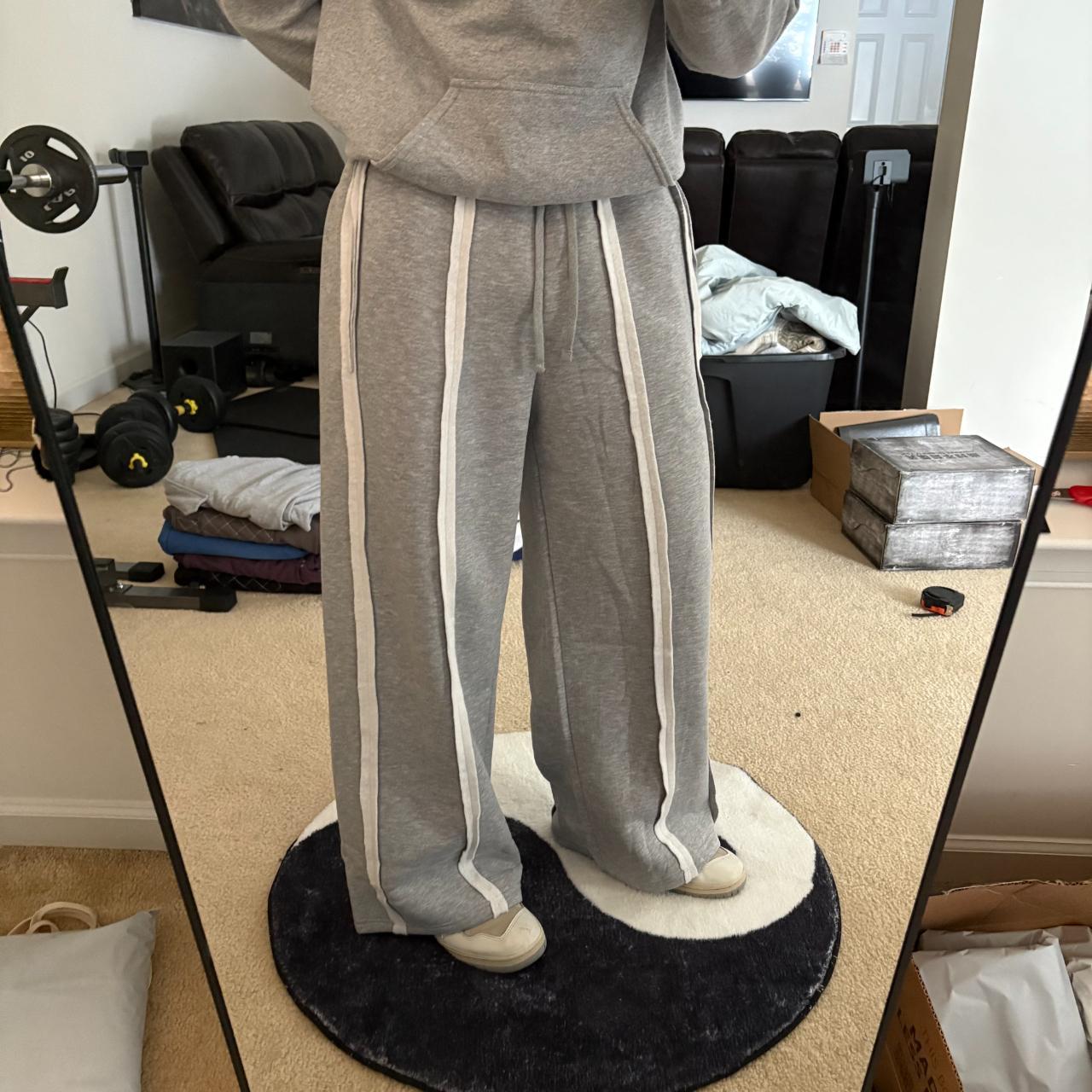 y2k / 2000s baggy wide leg sweats with open raw hems... | Depop