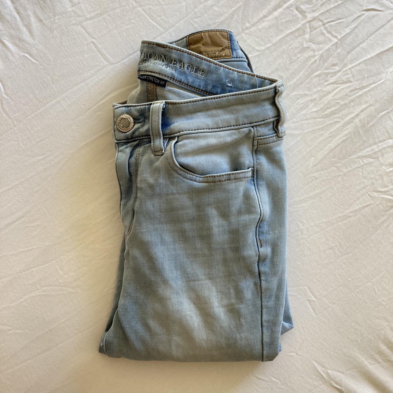 American Eagle Super Stretch X4 Lightwash Hi-Rise... - Depop