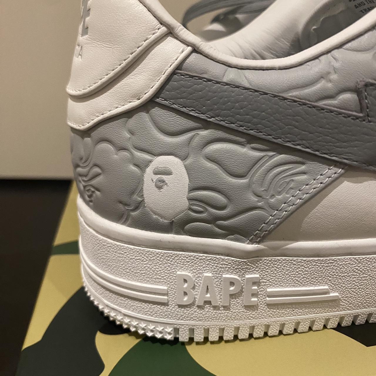 BAPE white and grey trainers #BAPE #Streetwear - Depop