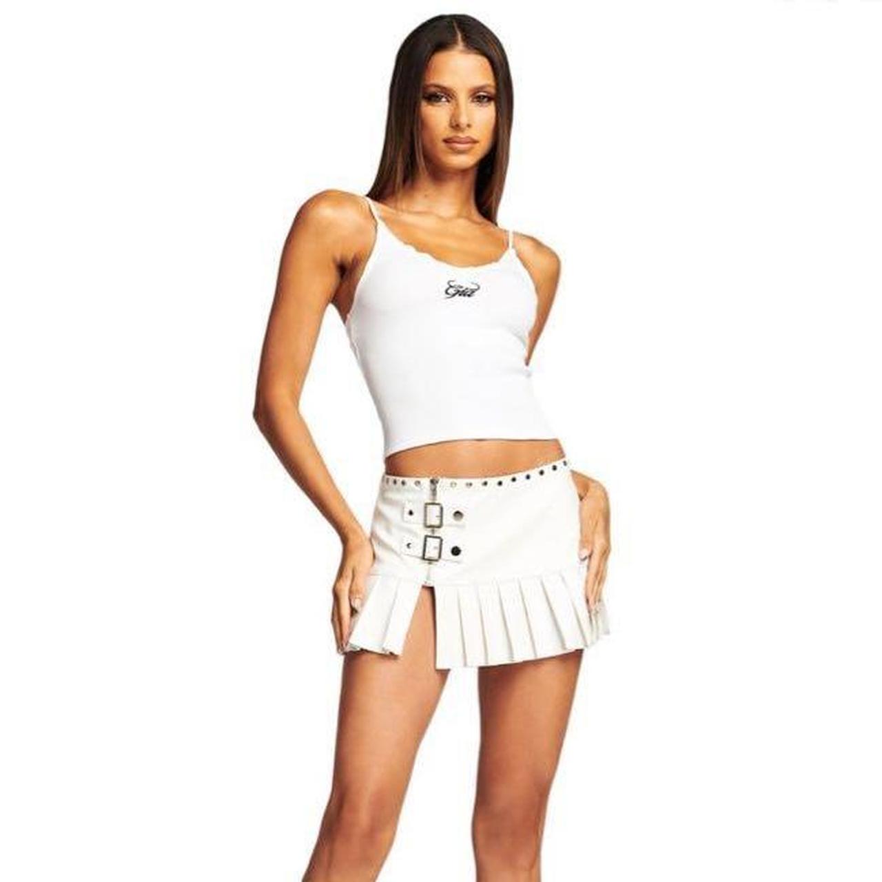 Iamgia White Leather Philomena Mini Skirt (price... - Depop