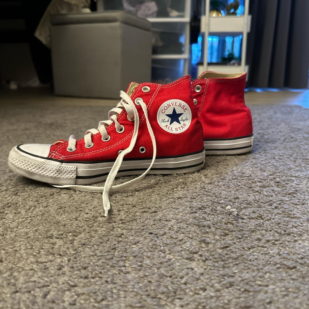 RED HIGH TOP CONVERSE only worn a few times - Depop