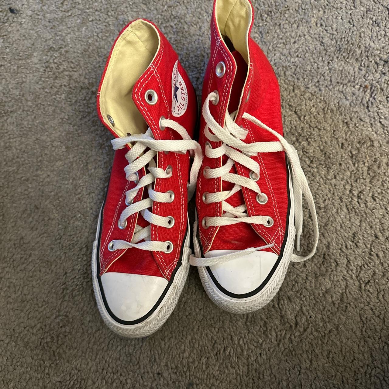 RED HIGH TOP CONVERSE only worn a few times - Depop