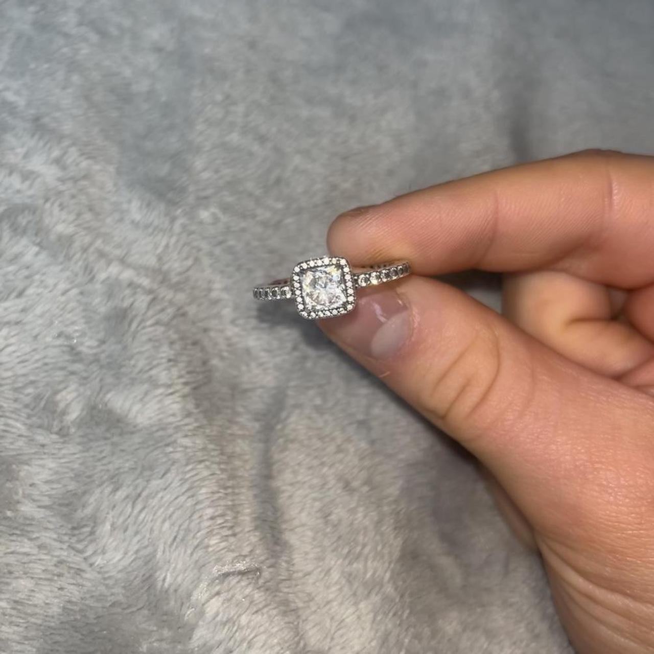 Pandora square sparkle halo ring. £60 brand new. No... - Depop