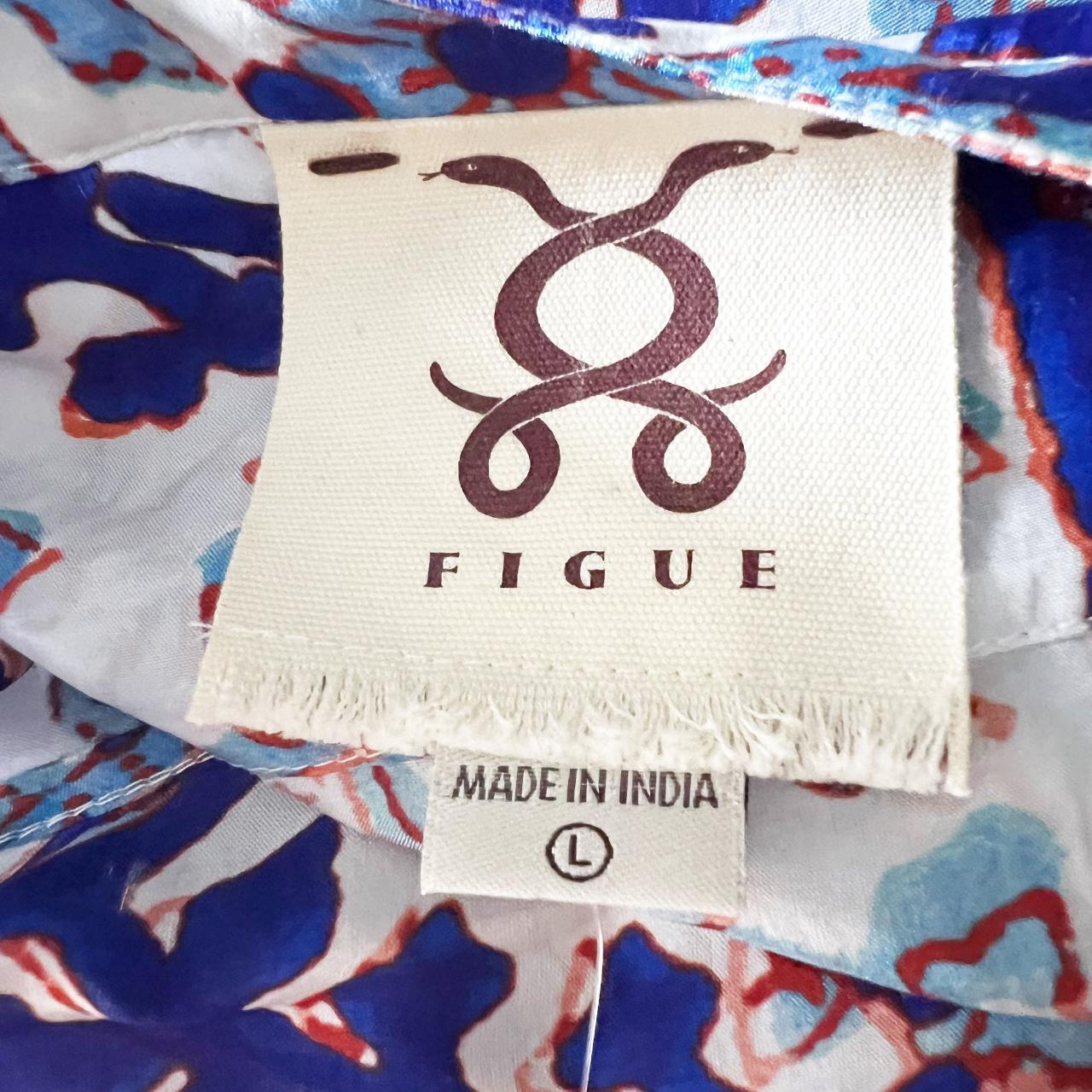 NEW Figue Silk Chiffon Satin Semi Sheer Blue Paisley... - Depop