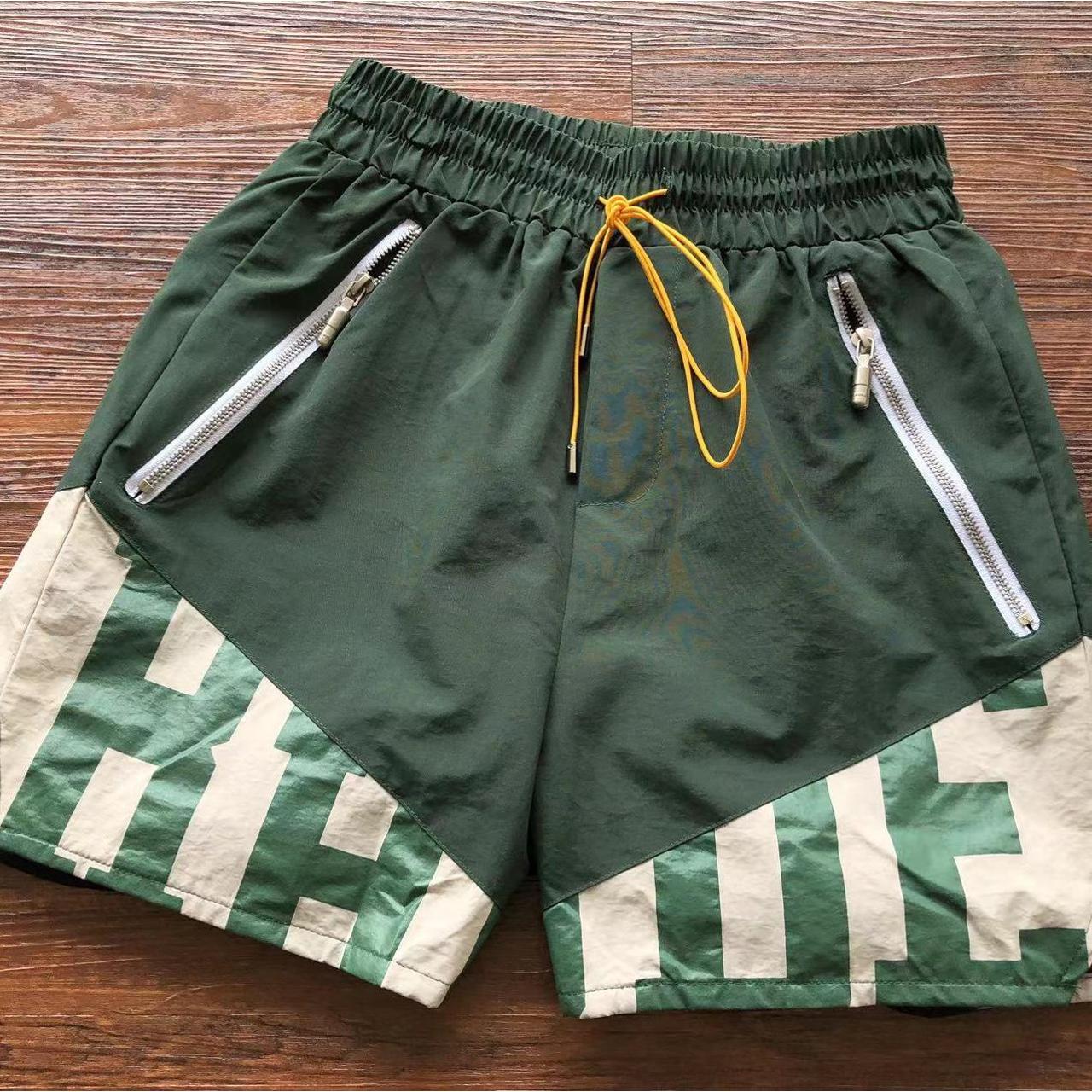 Rhude Panel Logo Shorts Green Size Medium &... - Depop