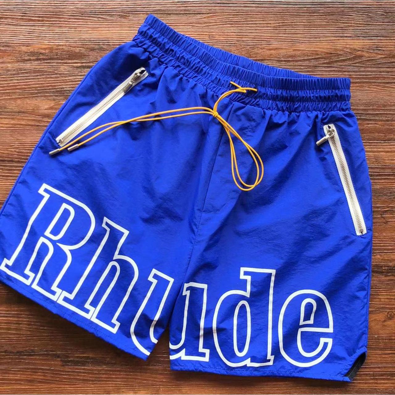 Rhude Panel Logo Shorts Blue Size Medium &... - Depop