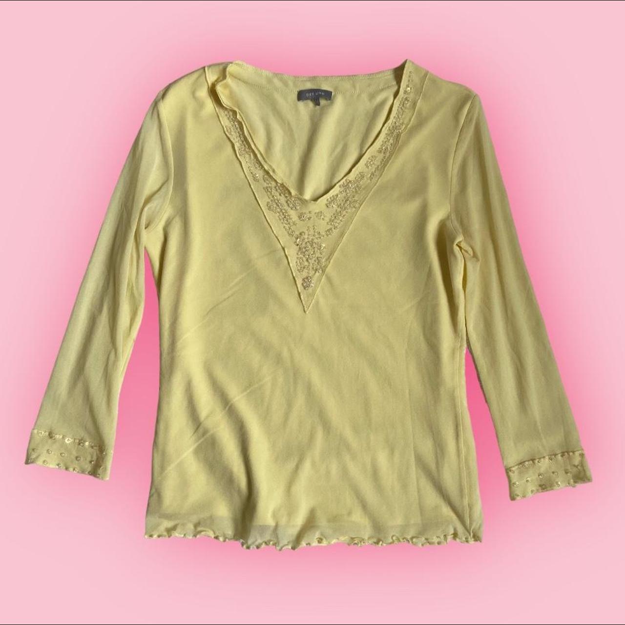 Vintage y2k yellow mesh top Y2k yellow mesh top //... - Depop