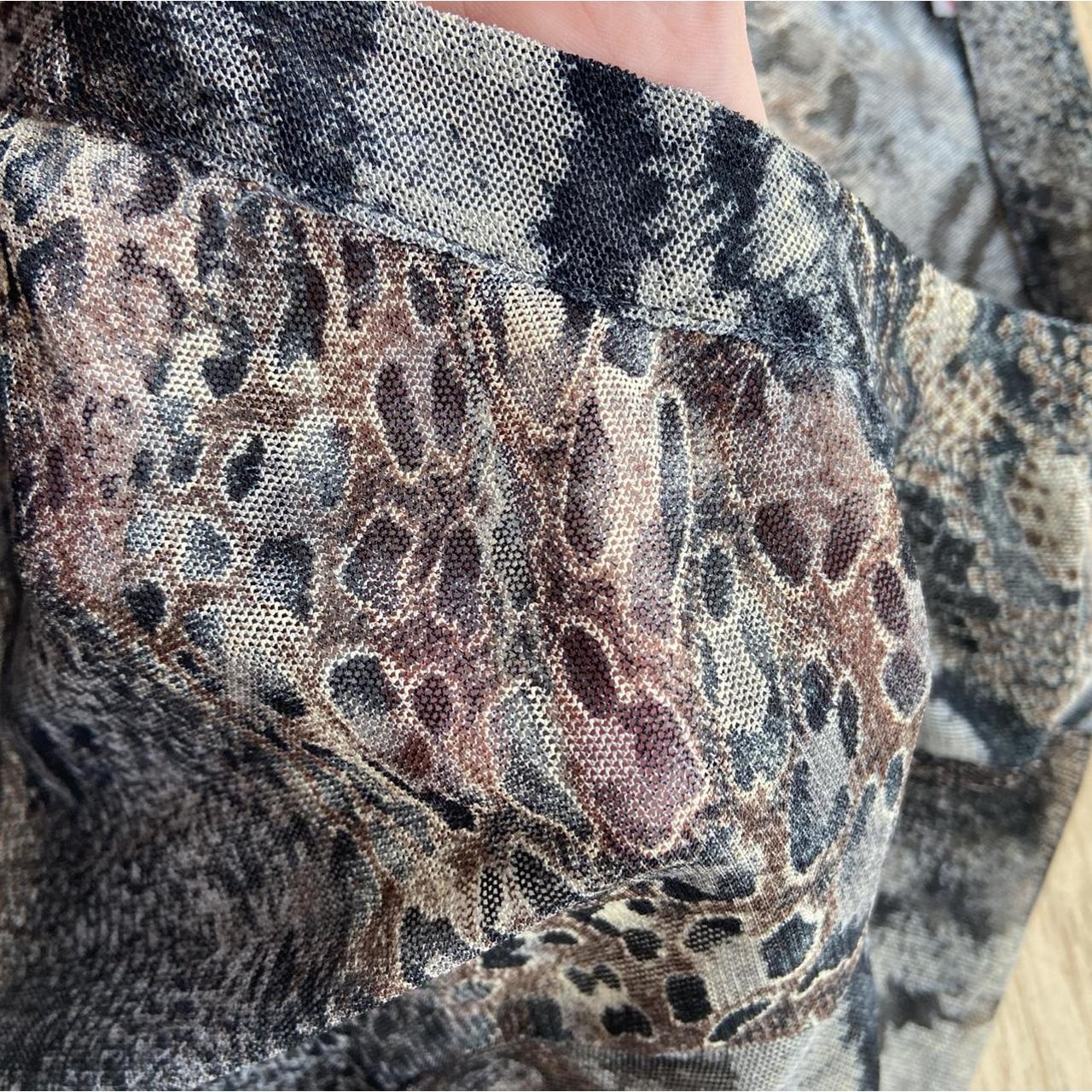 Y2k snake print mesh long sleeve top Y2k graphic... - Depop