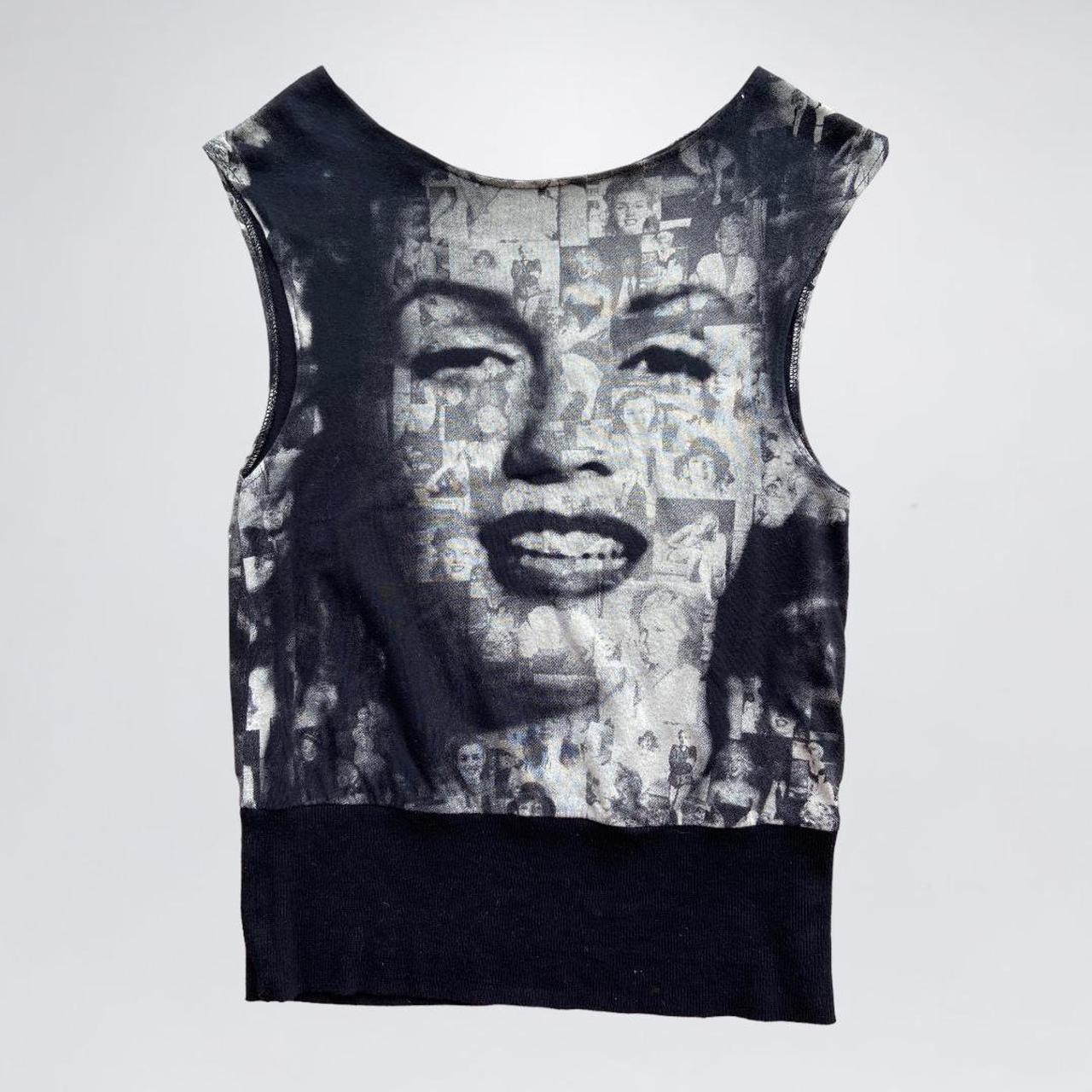 Y2k graphic print face top Y2k portrait top // y2k... - Depop