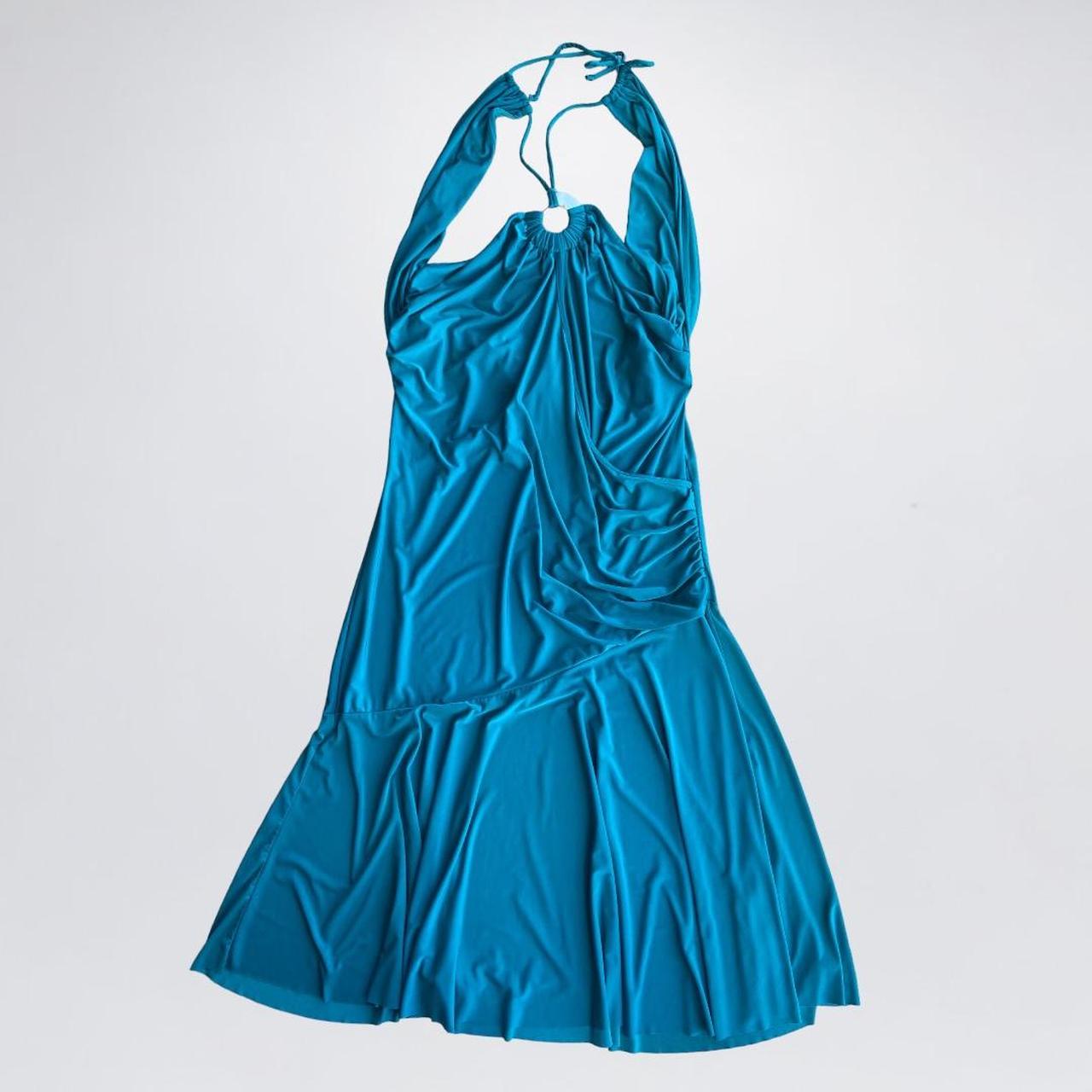 Y2k green halterneck slinky desk Y2k green dress... - Depop