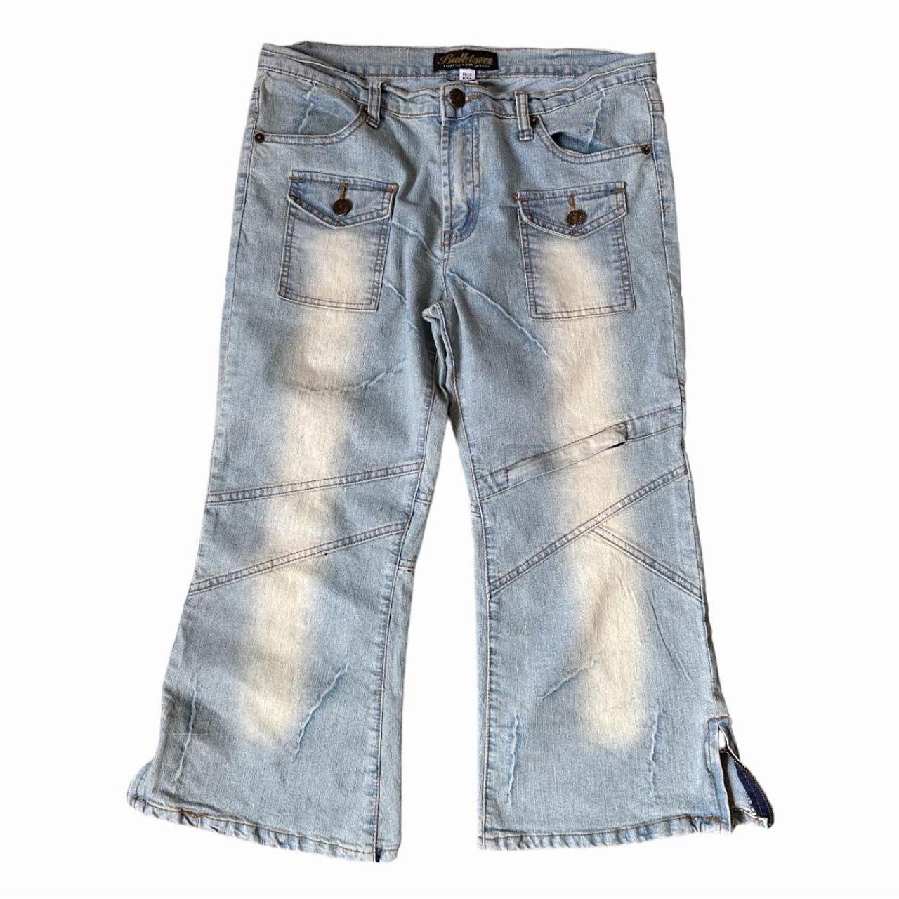 Y2k stone wash denim cargo capris Waist 31 inch /... - Depop