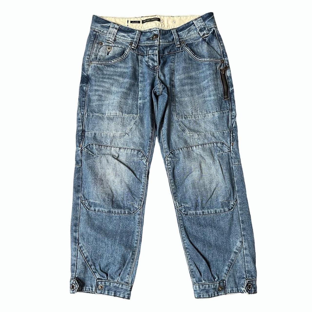 Y2k stone wash denim cargo capris Waist 33 inch /... - Depop