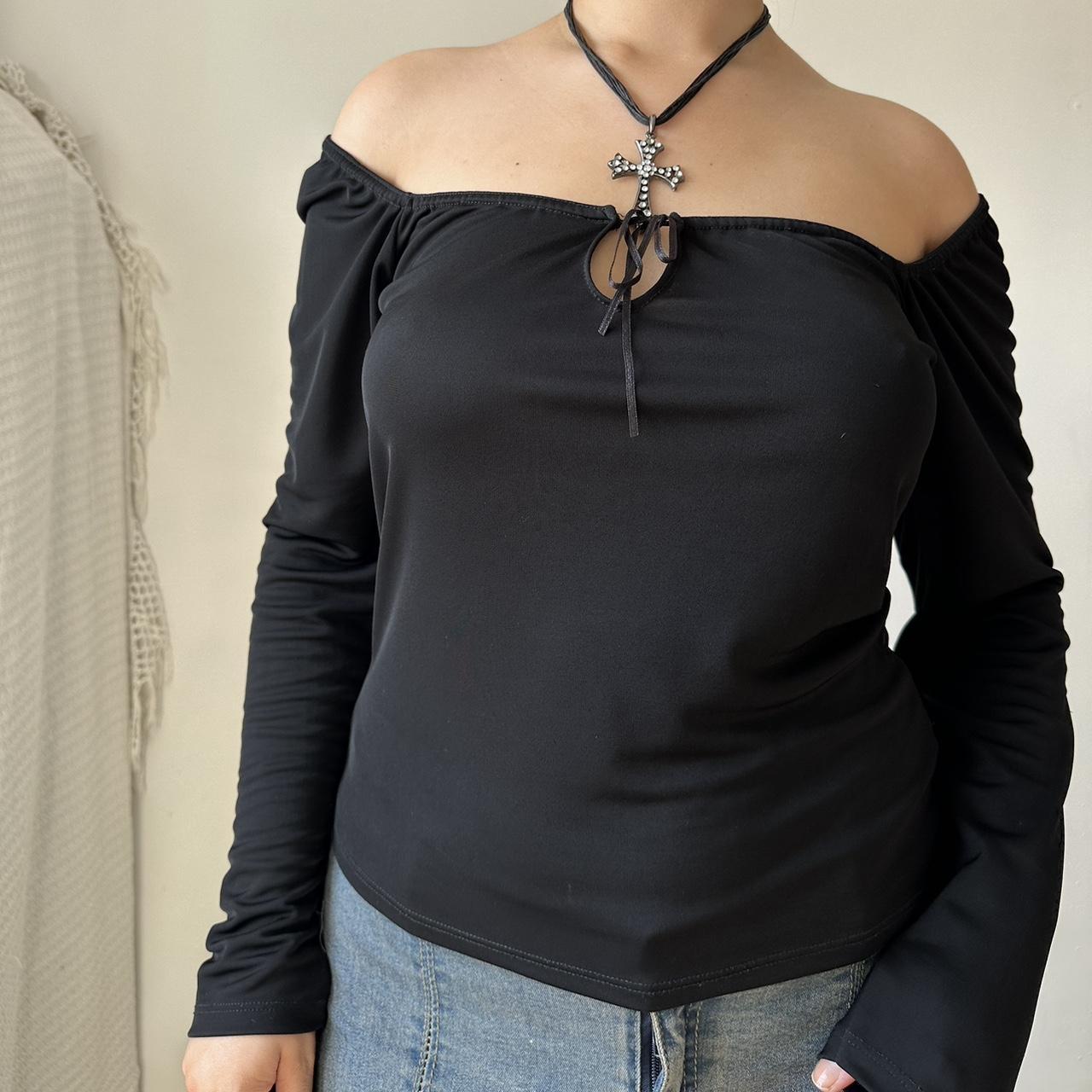 Y2k black milk maid long sleeve top Y2k milk maid... - Depop