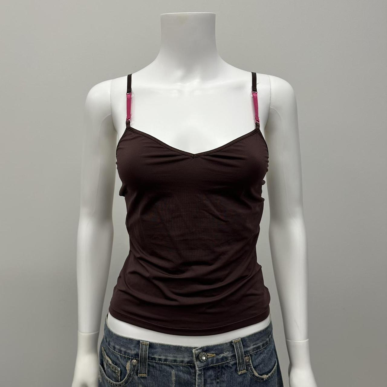 Vintage Y2K brown slinky cami top SIZE -... | Depop