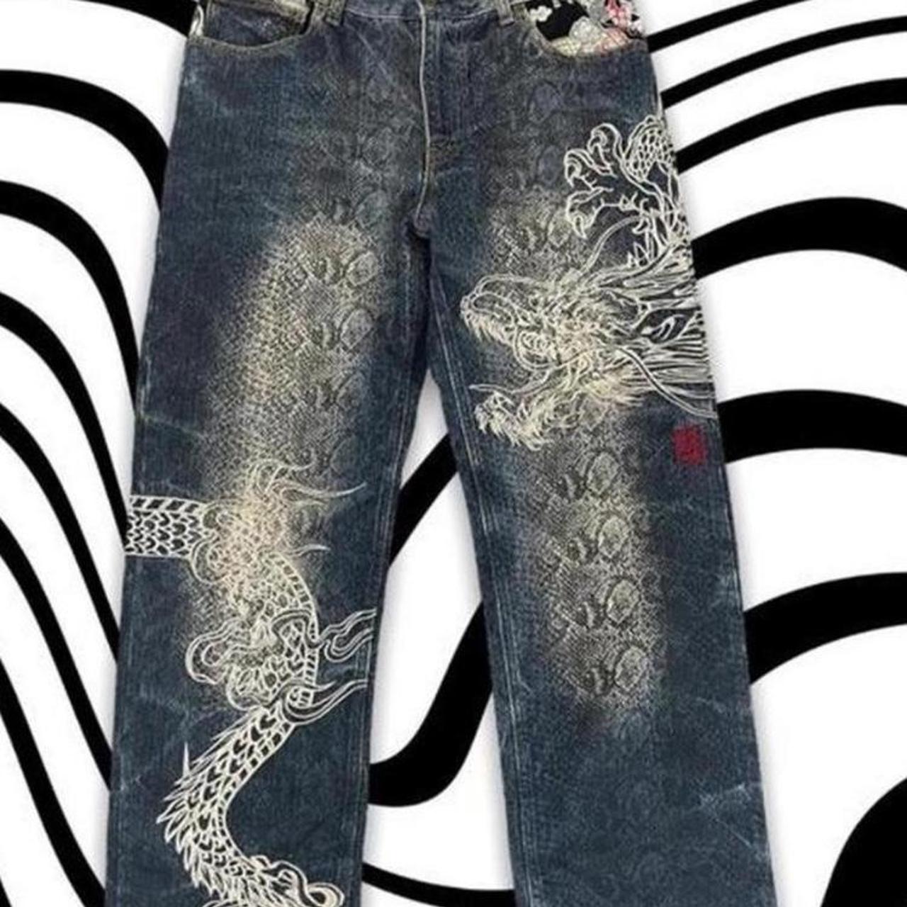 Reselling rare Japanese embroidered Karakuri jeans... - Depop