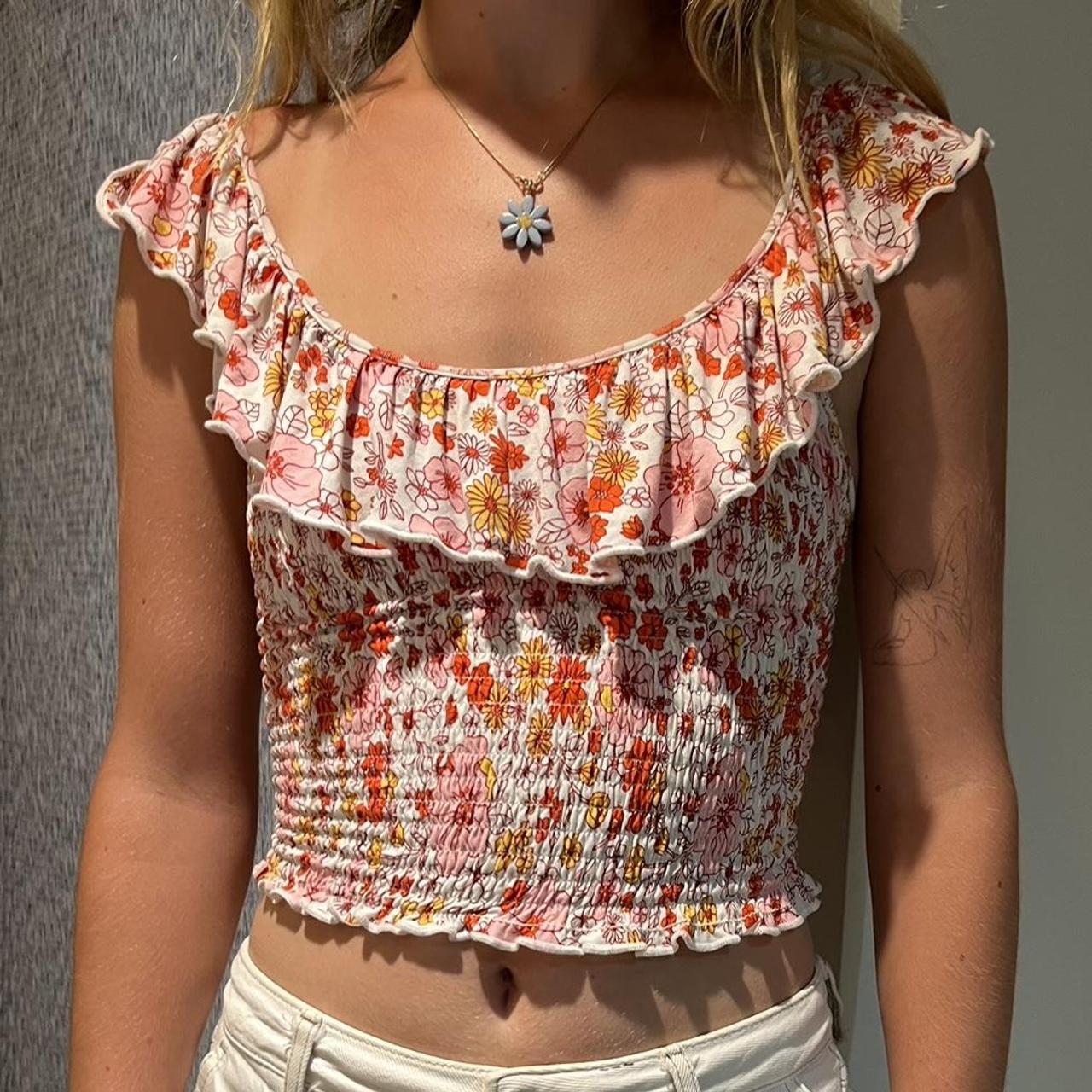 Forever 21 floral flowy top. Can be worn like this... - Depop