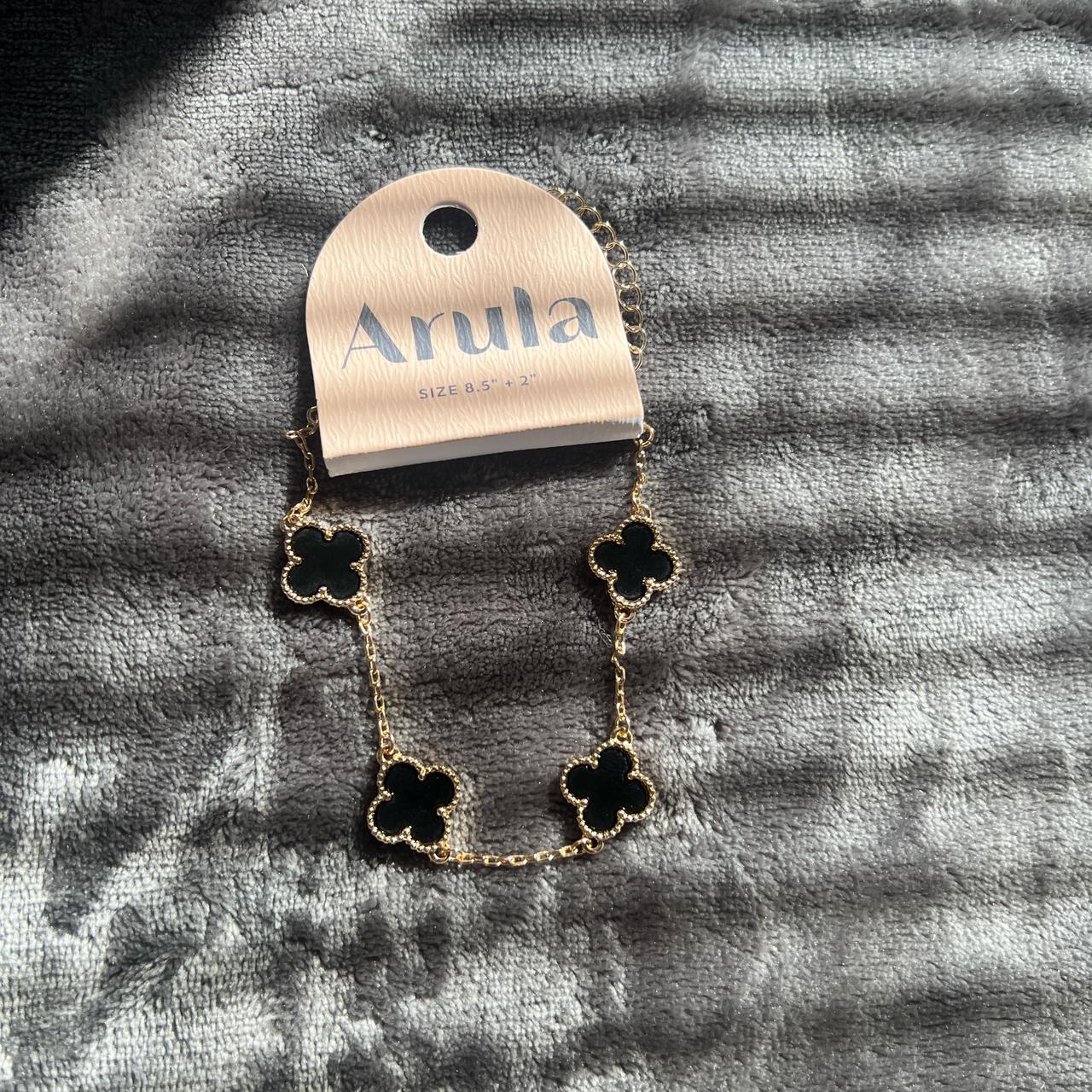 Arula Gold and black flower bracelet van cleif -... | Depop