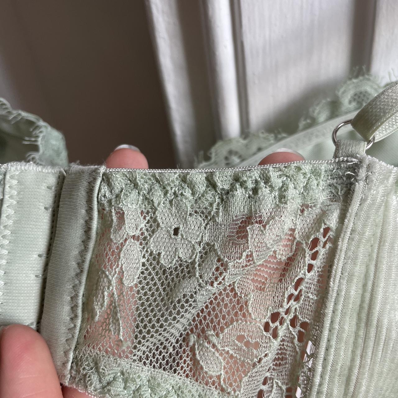 Dainty sage bra! Details: -Lace fabric paired with... - Depop