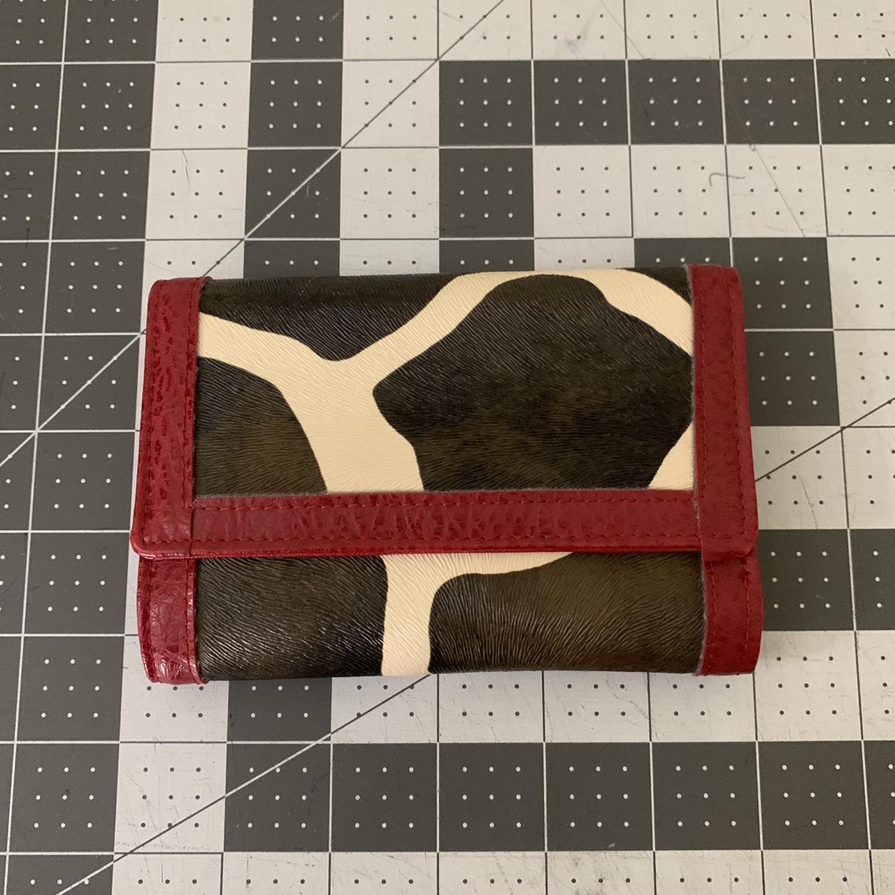 Red rim giraffe pattern short wallet by country... - Depop