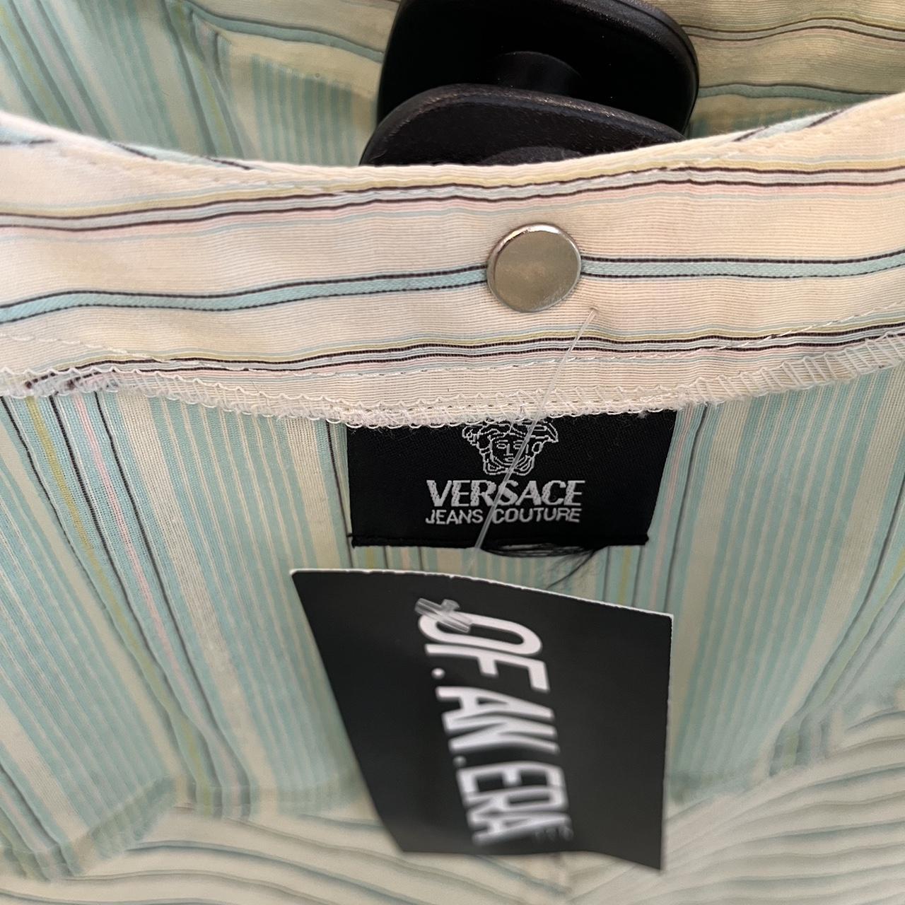 Versace Jeans Couture Women's Green and Cream Dress | Depop