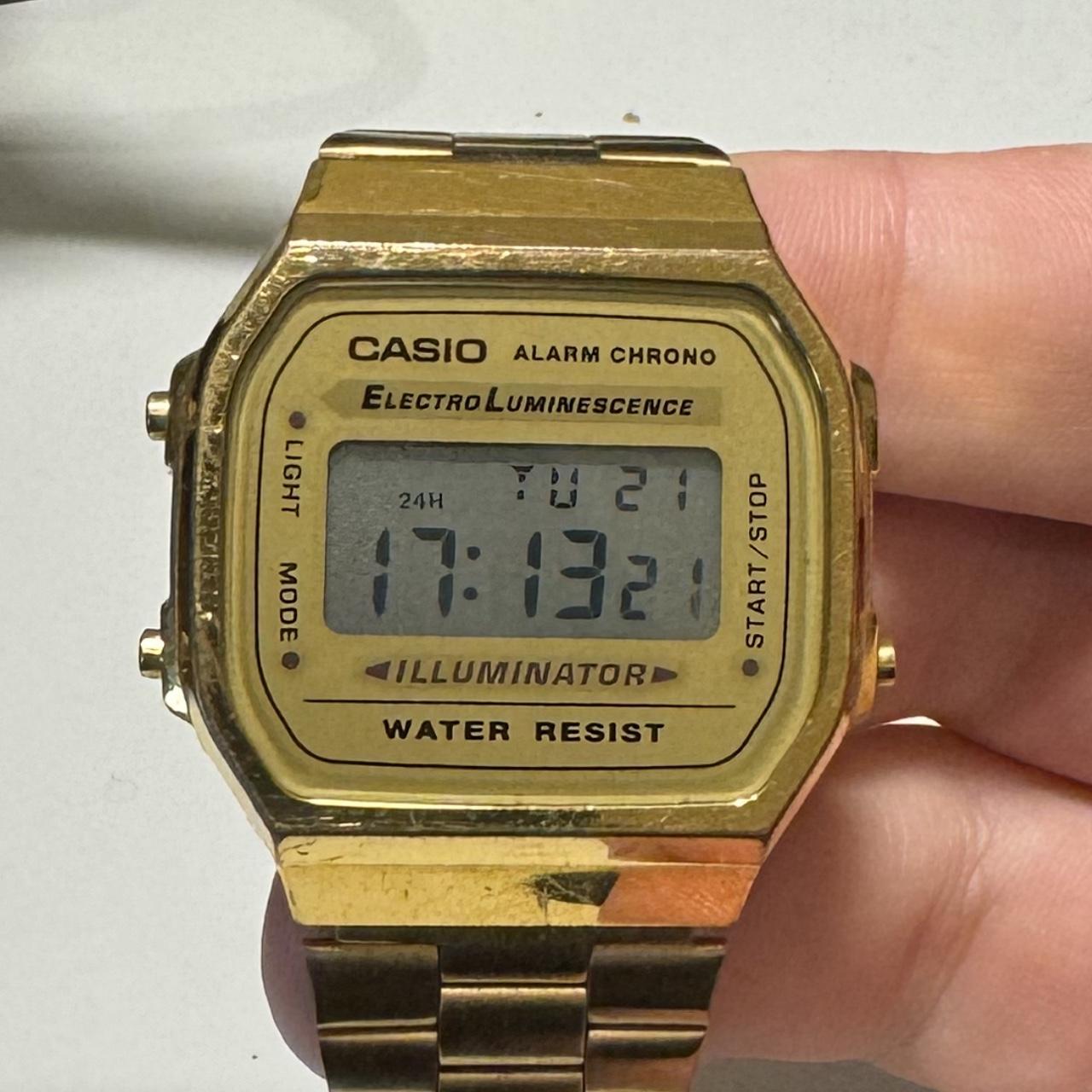 Gold CASIO Collection Retro Digital Gold Bracelet... - Depop