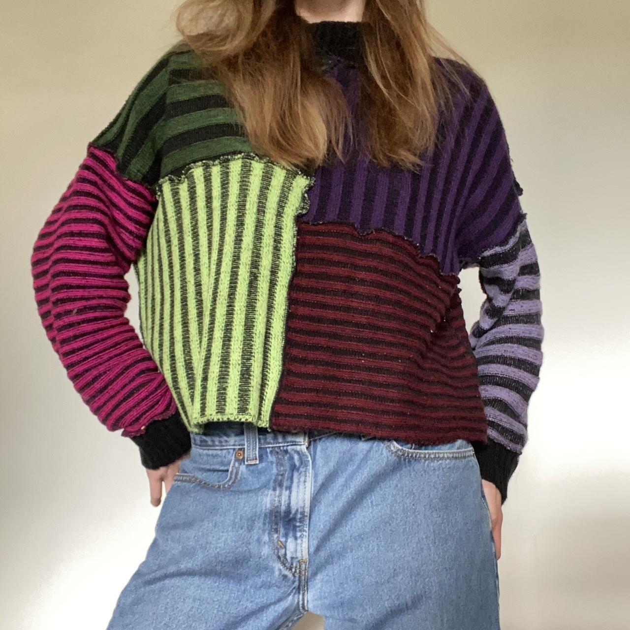 Ragged Priest patchwork striped sweater! slightly... | Depop