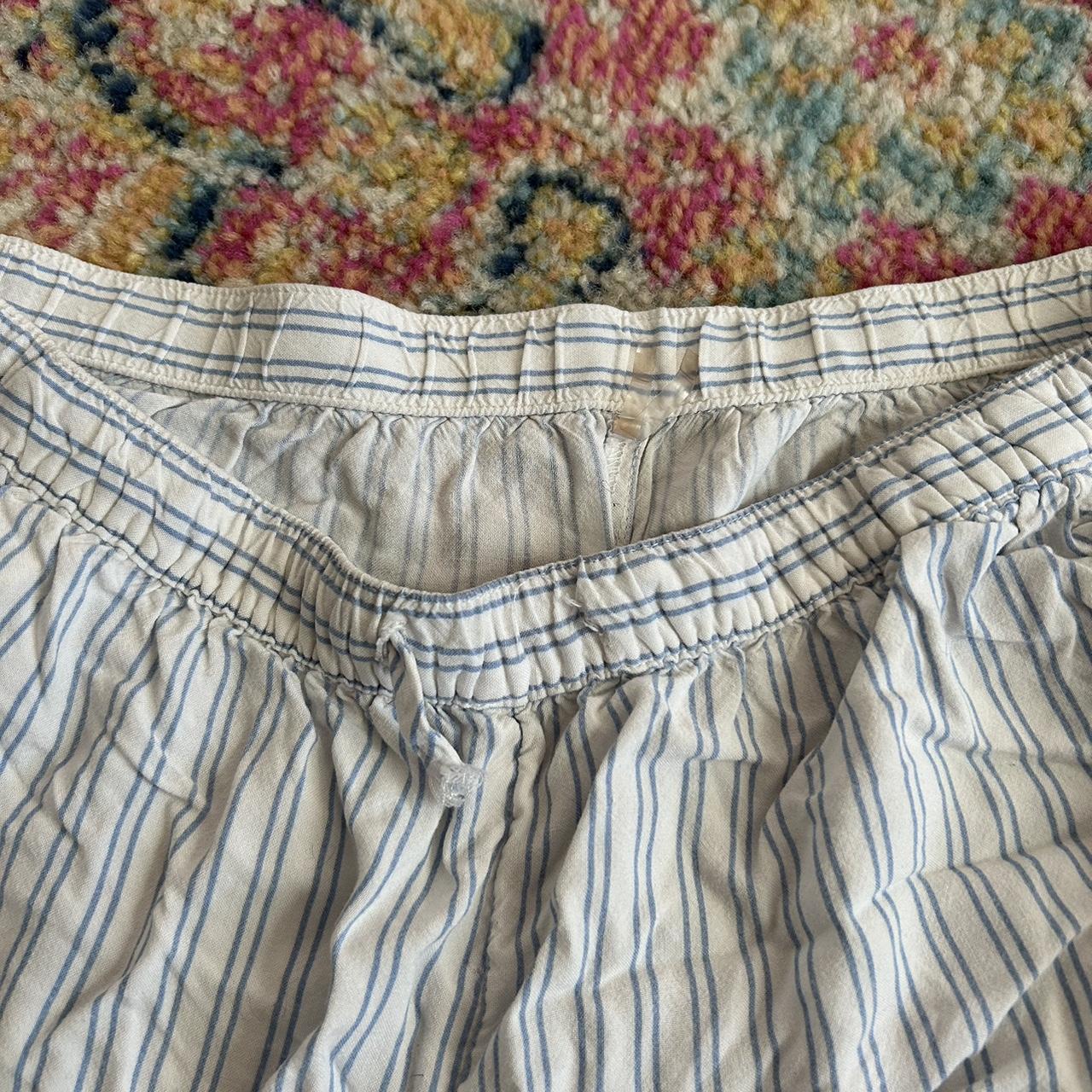 White and blue striped loungewear pants... - Depop