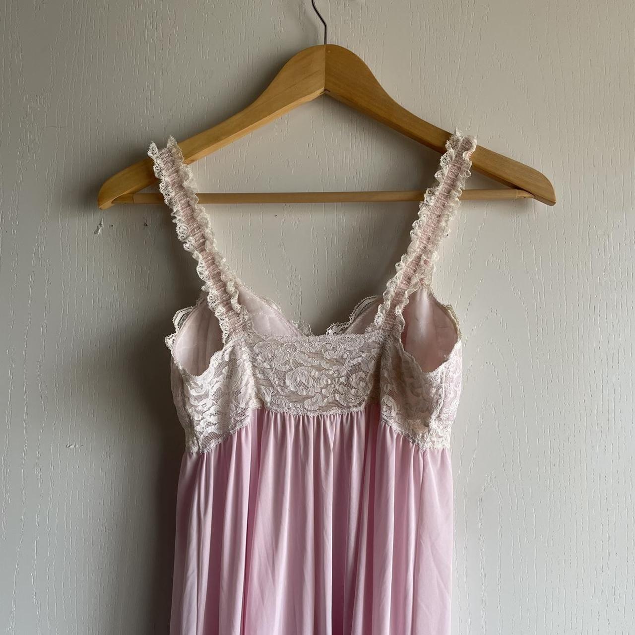 Olga Women's Pink and White Dress | Depop