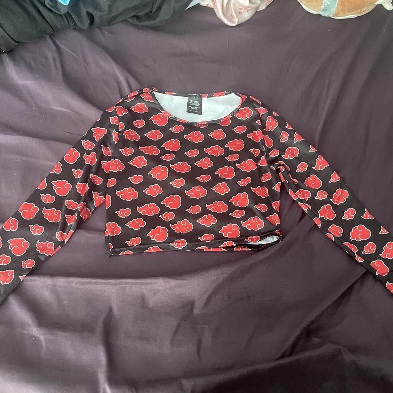 Akatsuki Crop Top Long Sleeve T Shirt Naruto... | Depop
