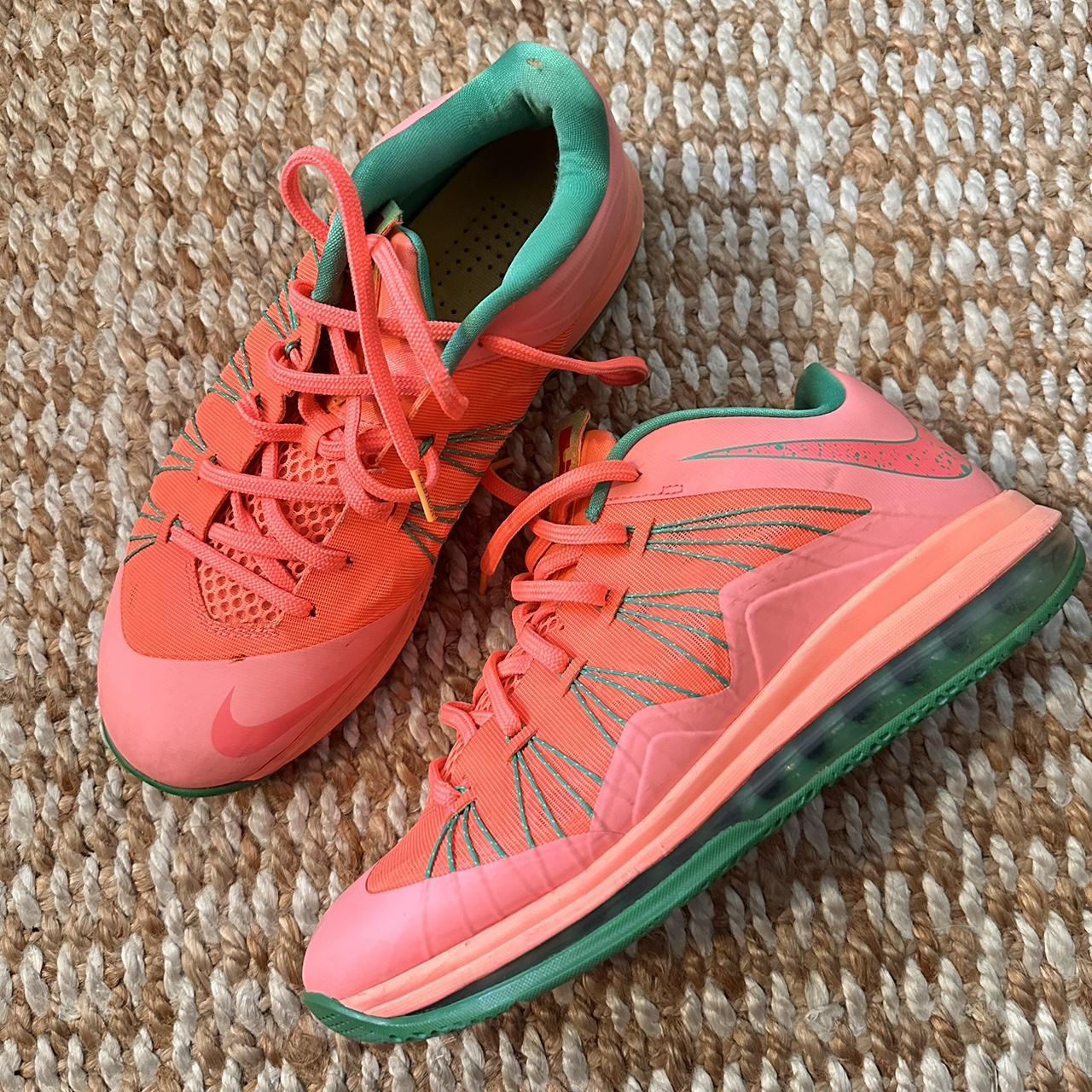 NIKE Air Max LEBRON 10 X LOW BRIGHT MANGO-GREEN... | Depop