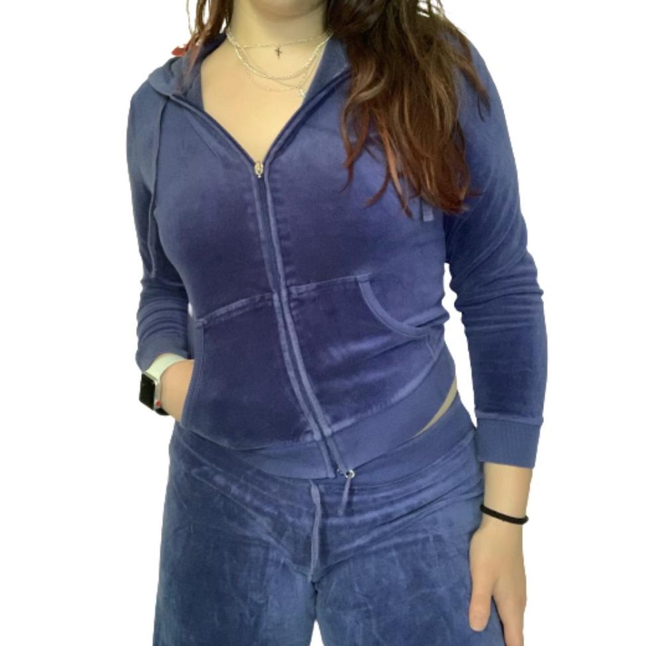 comfy blue velour tracksuit set both the jacket &... - Depop