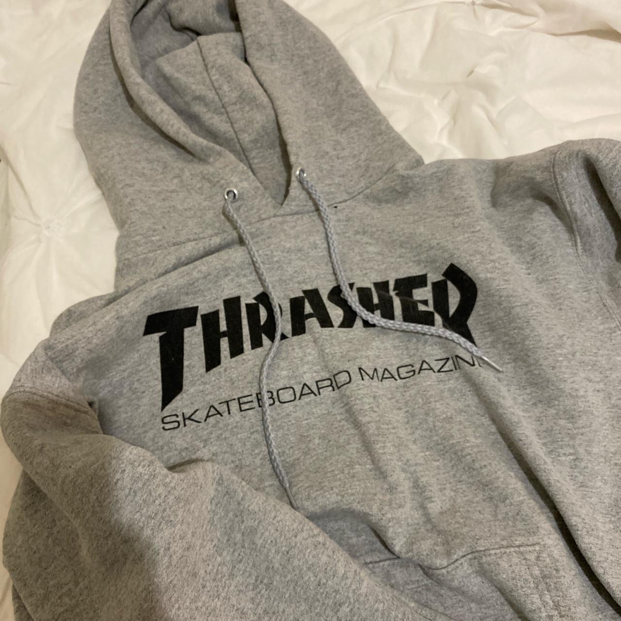 Grey thrasher hoodie - Depop