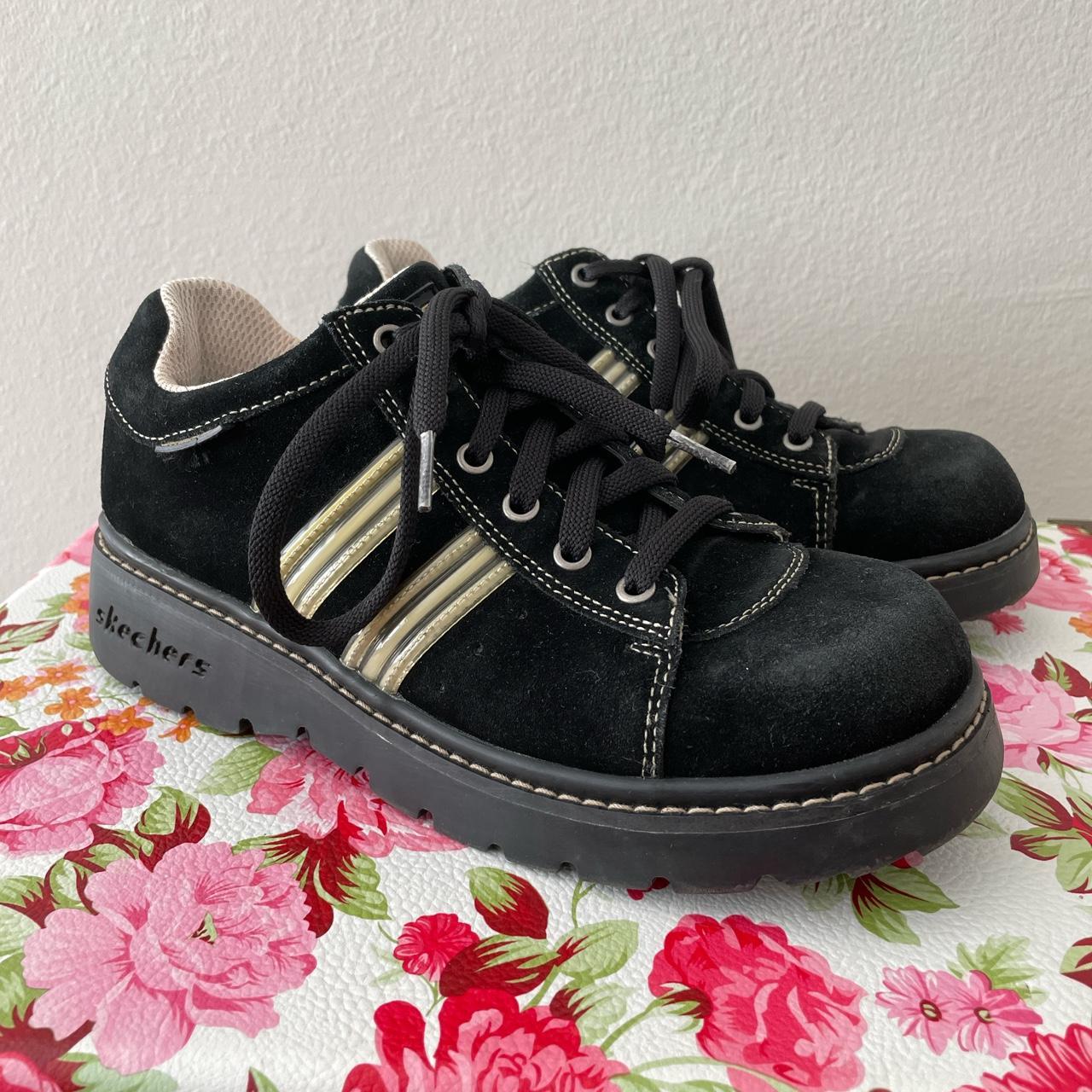 Vintage 90s black suede Sketchers shoes women’s 9 - Depop