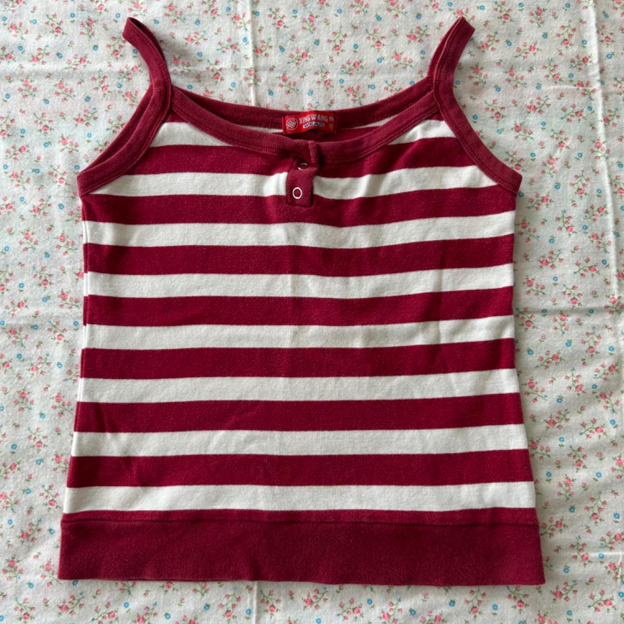 red & white striped tank top length-19in chest-14in - Depop