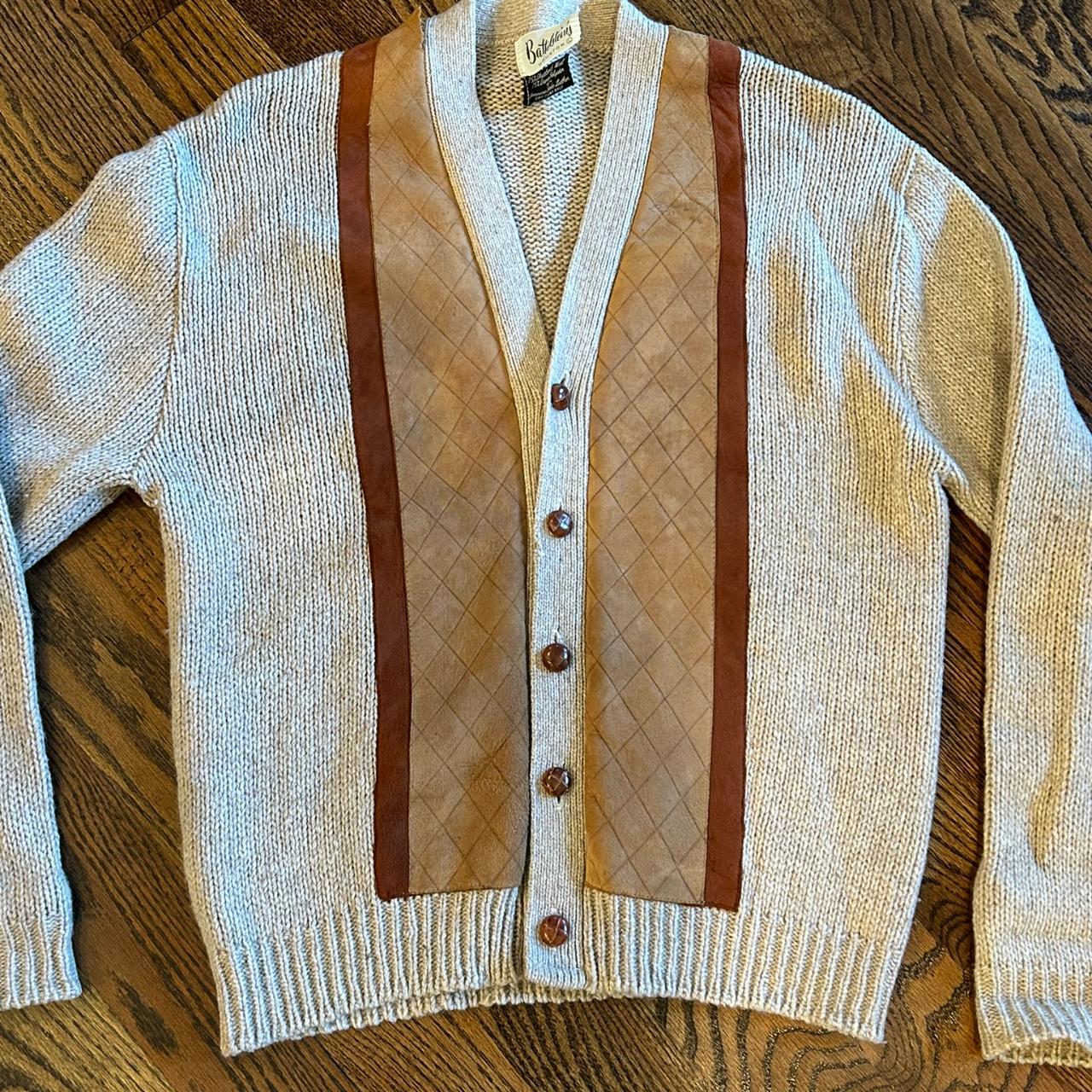 Vintage Battelstein's Houston Cardigan Wool/Suede... | Depop