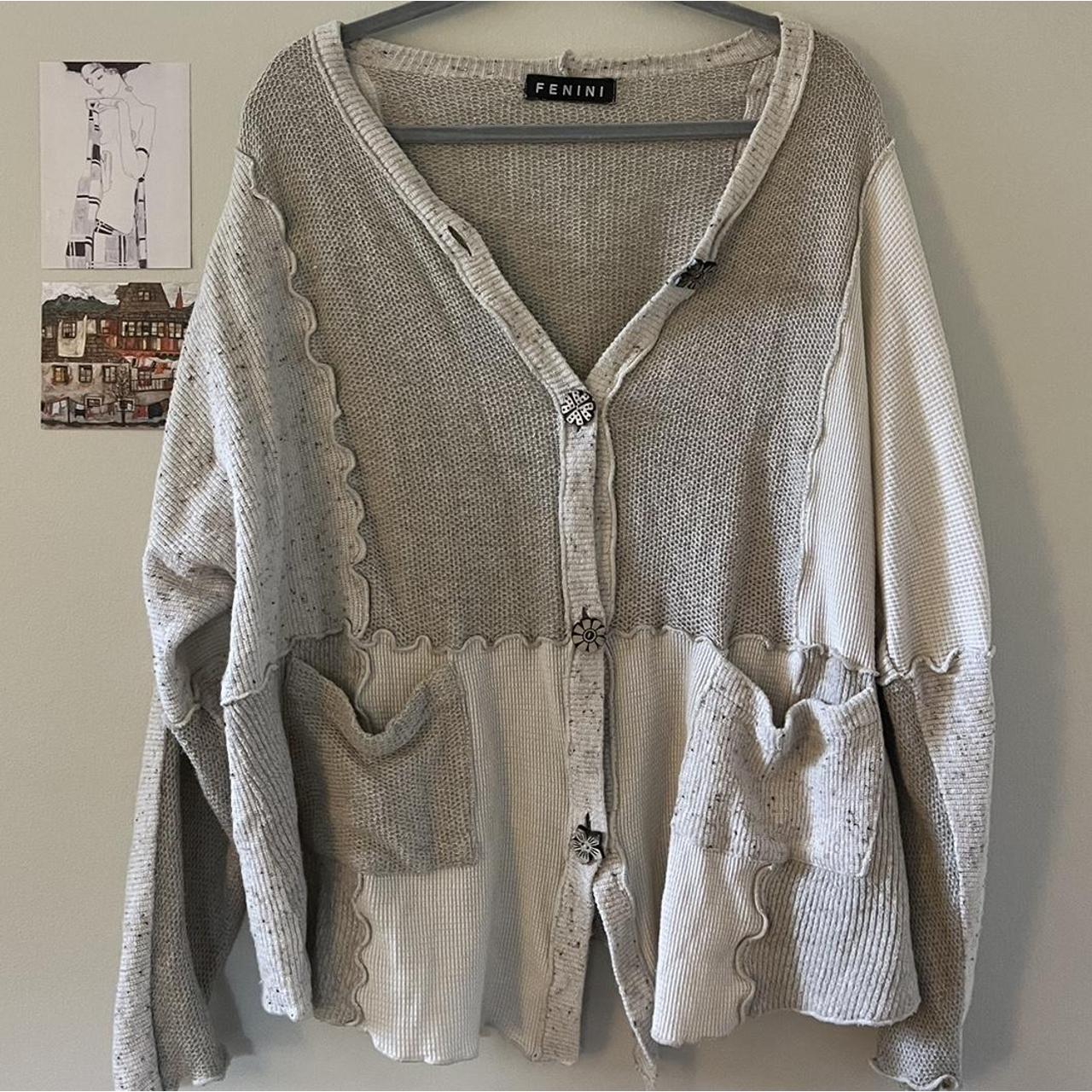 Whimsical oversized vintage patchwork cardigan... - Depop