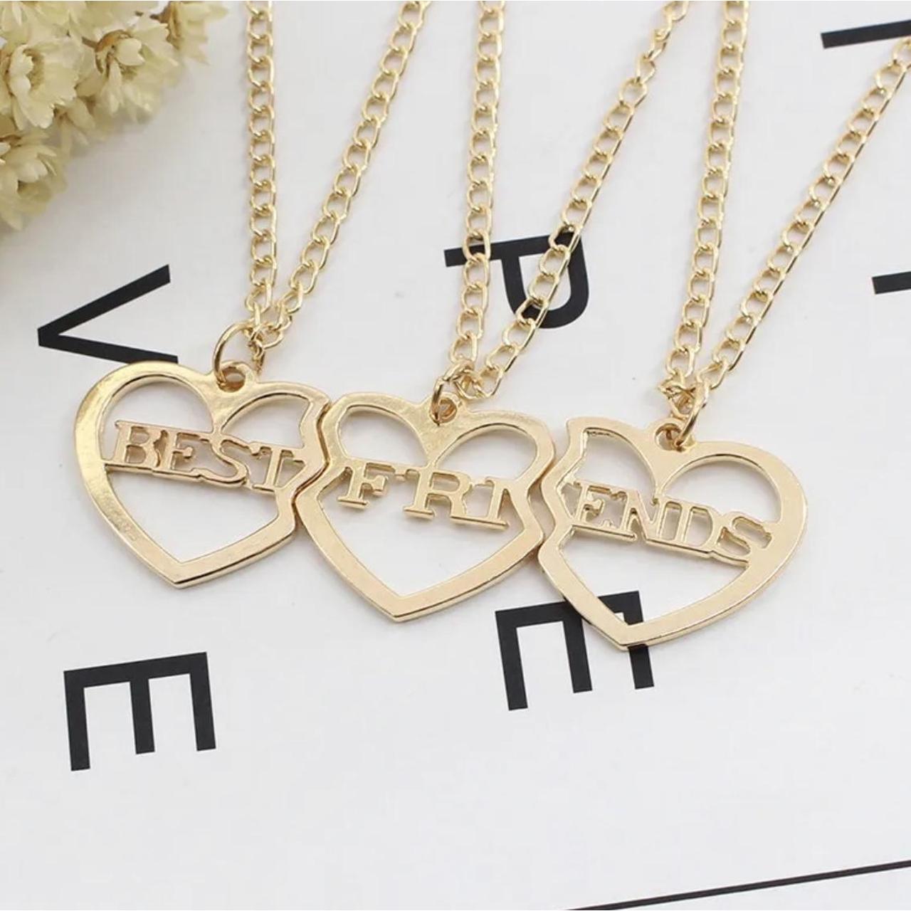 3PCs/Set BEST FRIENDS Gold Heart Friendship Pendant... - Depop